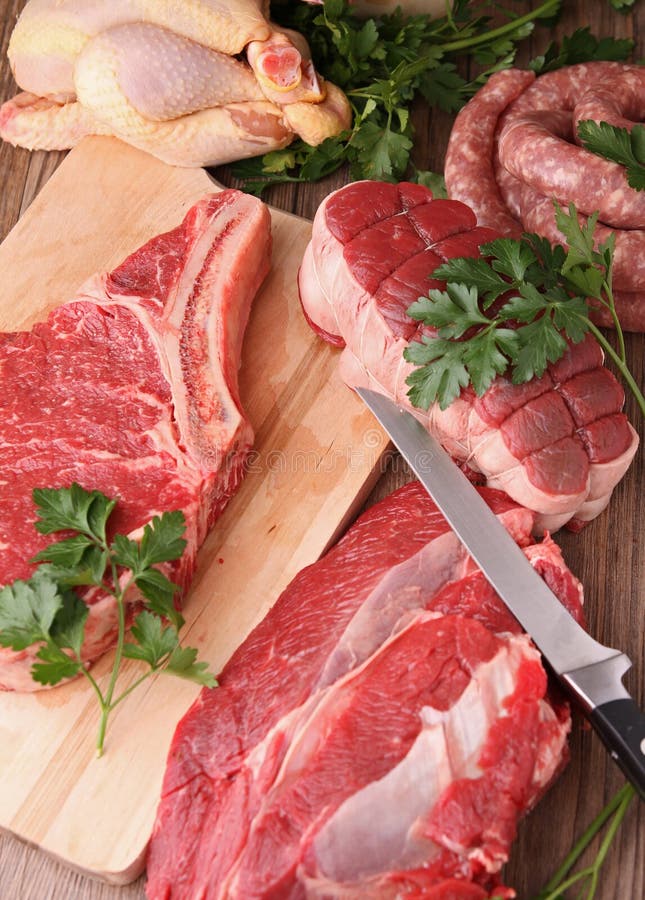 Assortment of raw meat stock photo. Image of beefsteak - 22007432