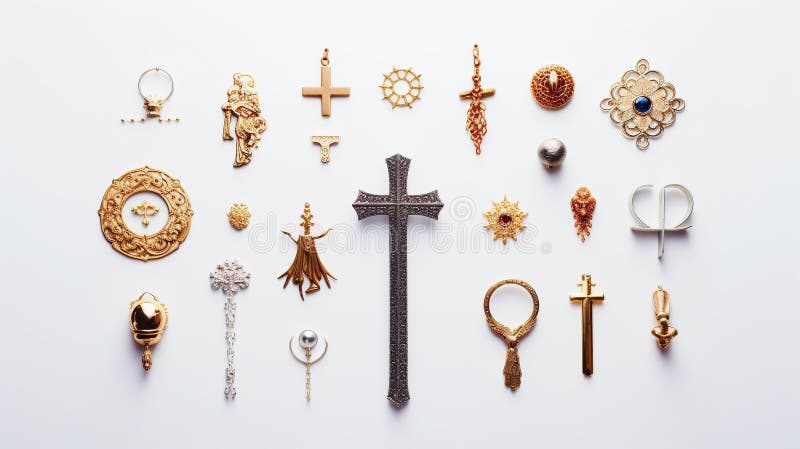 Assortment of Religious Items on a White Backdrop. AI-generated Stock ...