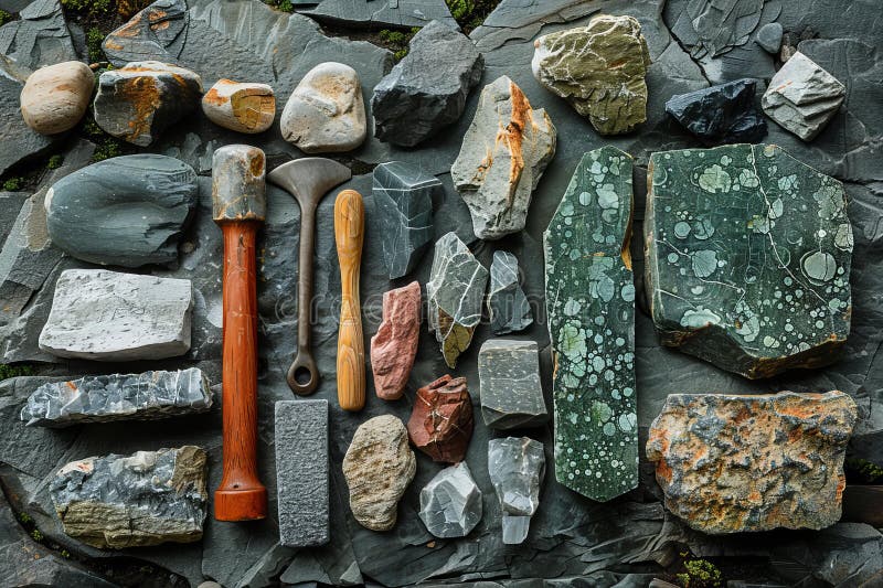 An Assortment of Rock Tools Placed Next To Each Other Stock ...