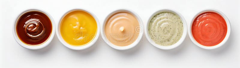 Assortment of Sauces Isolated on White Background. Generative Ai Stock ...