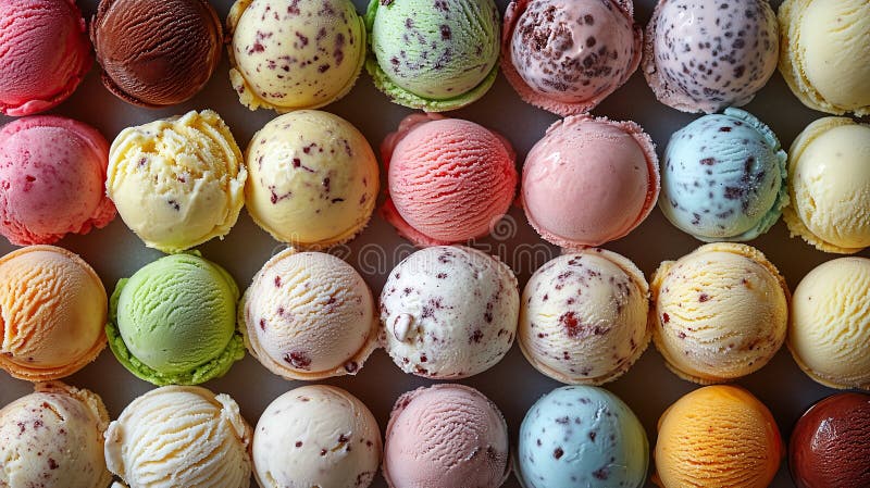 Assortment Scooping Ice Cream. Colorful Set of Ice Cream Balls Stock ...