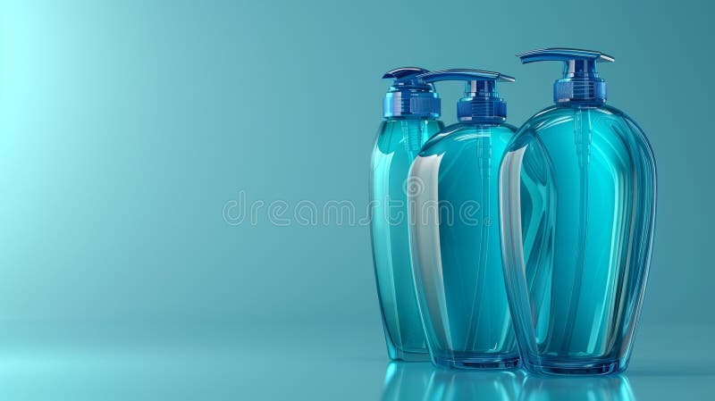 Assortment of Shampoo Bottles in Various Shapes on Blue Studio ...
