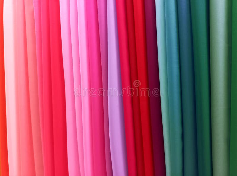 The Assortment of Silk Fabrics in the Store. Colorful, Bright Textiles ...