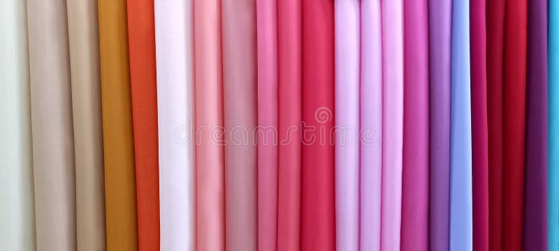 The Assortment of Silk Fabrics in the Store. Colorful, Bright Textiles ...