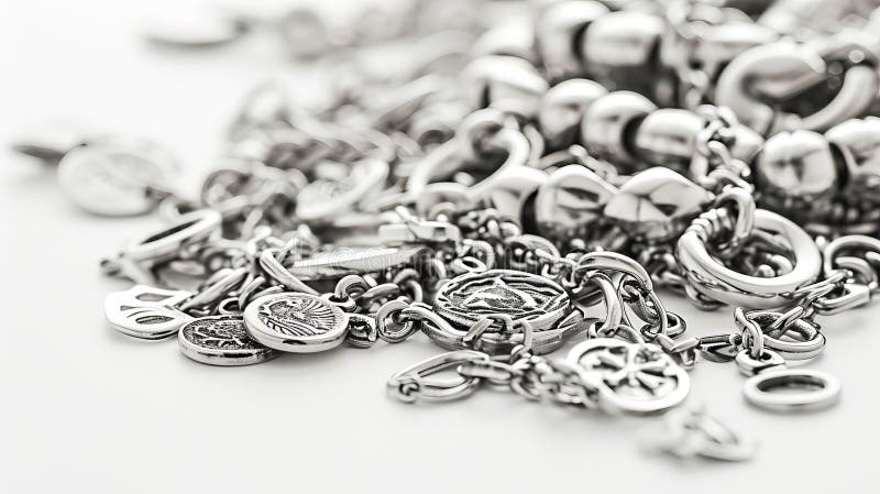 An Assortment of Silver Charms Spread Out on a White Surface, Each with ...