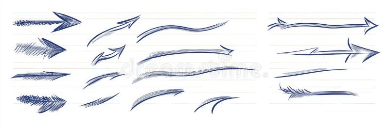 Assortment of Simple Hand-drawn Black Arrows. Stock Image - Image of ...