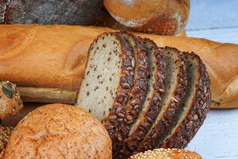Assortment of sliced bread stock photo. Image of roll - 61712148
