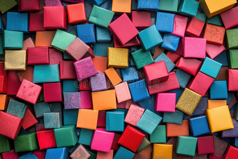 An Assortment of Small Gift Boxes in Various Bright Colors and Sizes ...