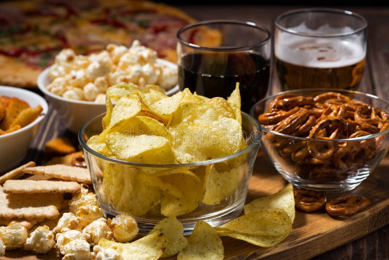 Assortment of Snacks for Beer, Fast Food Stock Image - Image of fried ...