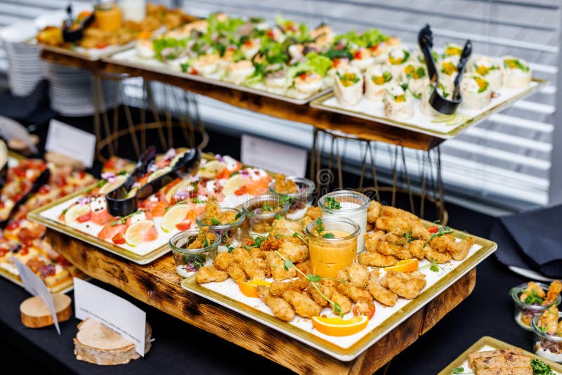 Assortment of Snacks on the Hotel Buffet Table. Stock Photo - Image of ...