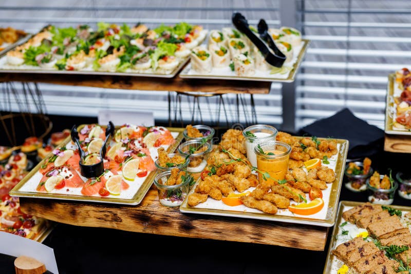 Assortment of Snacks on the Hotel Buffet Table. Stock Photo - Image of ...
