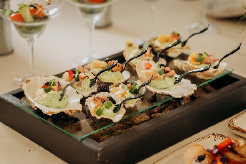 Assortment of Delicious Snacks on the Open Buffet Festive Table in ...