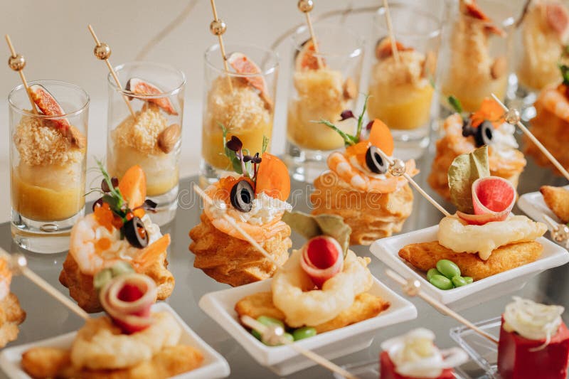 Assortment of Delicious Snacks on the Open Buffet Festive Table in ...