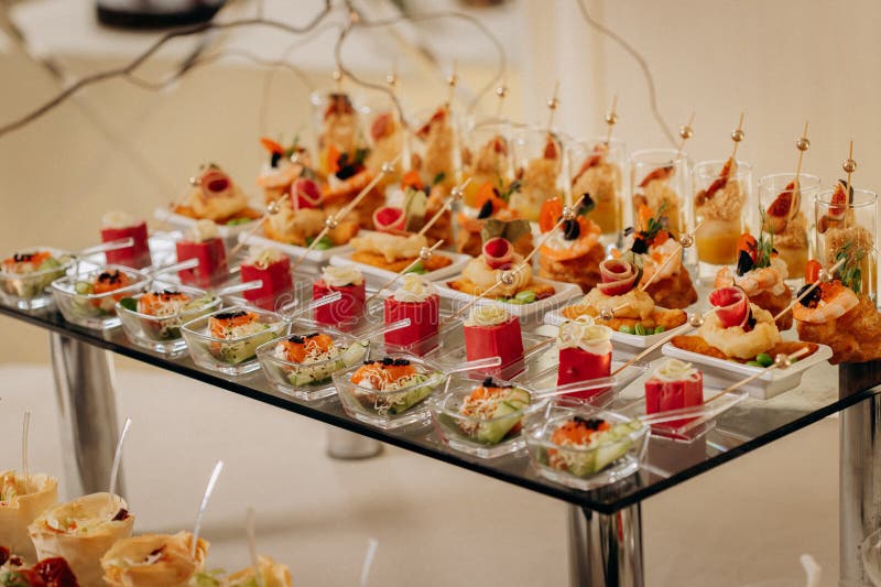 Assortment of Delicious Snacks on the Open Buffet Festive Table in ...