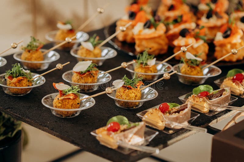 Assortment of Delicious Snacks on the Open Buffet Festive Table in ...