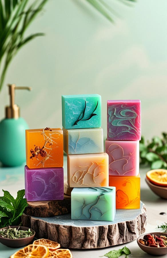 A Bunch of Soaps Sitting on a Table Stock Illustration - Illustration ...