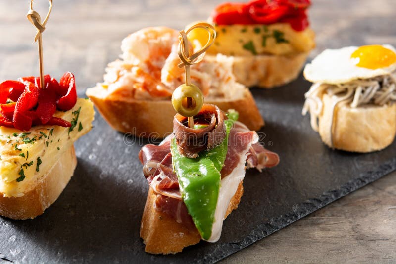 Assortment of Spanish Pintxos Stock Image - Image of appetizer, pinchos ...