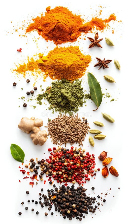Assortment of Spices and Herbs on White Background. Generative Ai Stock ...