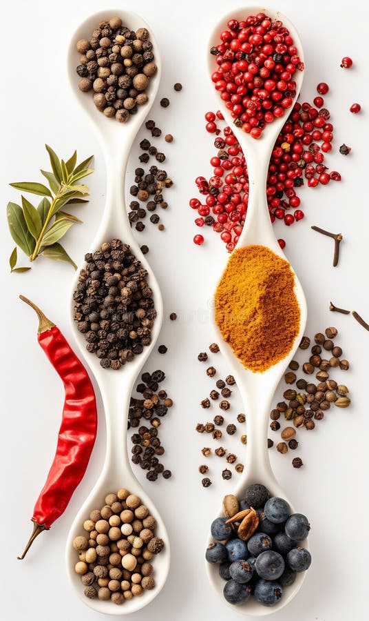 Assortment of Spices and Herbs on White Background. Generative Ai Stock ...
