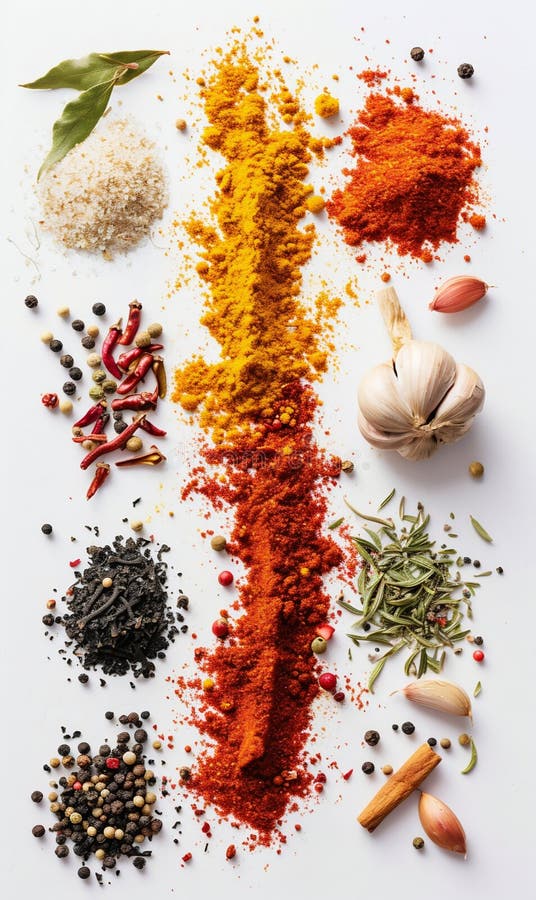 Assortment of Spices and Herbs on White Background. Generative Ai Stock ...