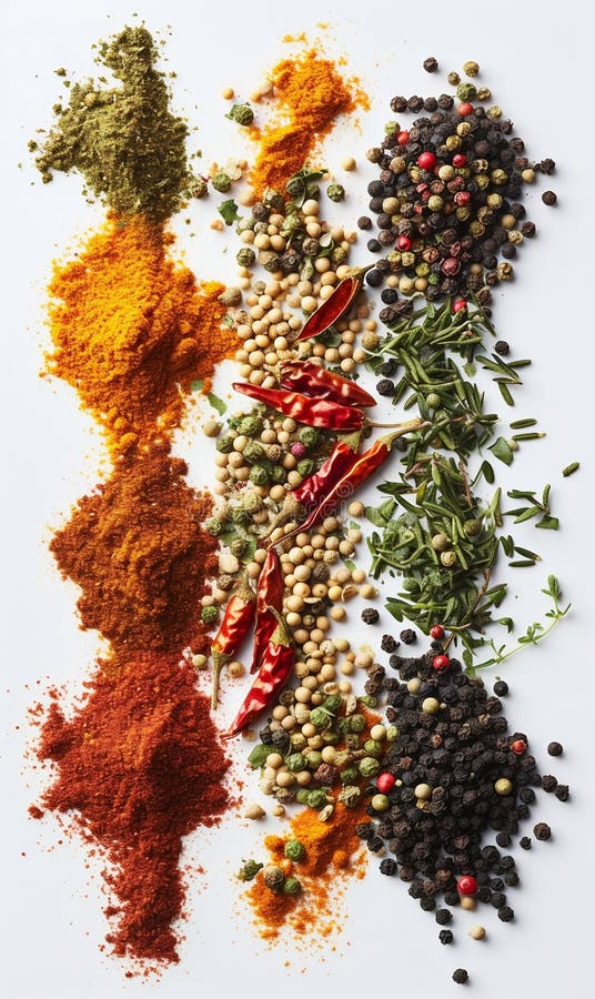 Assortment of Spices and Herbs on White Background. Generative Ai Stock ...