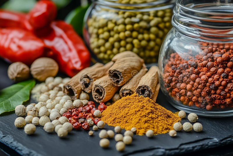 An Assortment of Spices Like Cumin, Coriander, and Turmeric Stock ...