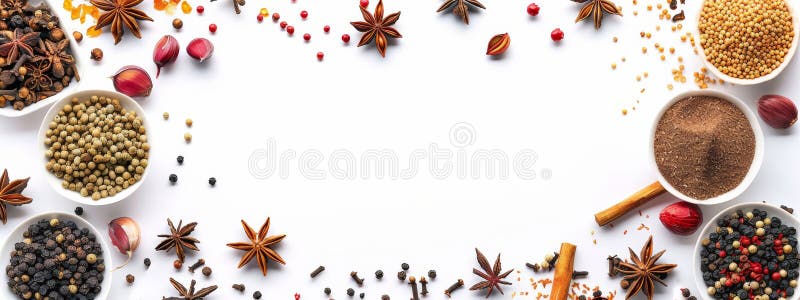 Assortment of Spices on White Background. Spicy Cooking Concept Stock ...