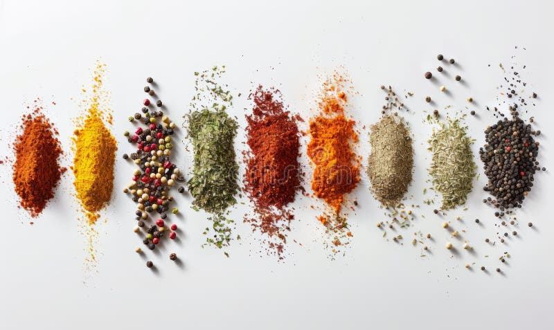 Assortment of Spices on White Background. Spicy Cooking Concept Stock ...