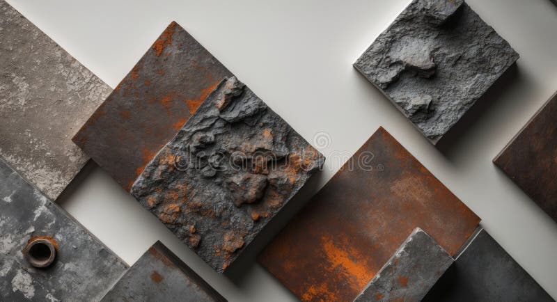 Assortment of Squareshaped Metallic, Stonelike Tiles in Various ...