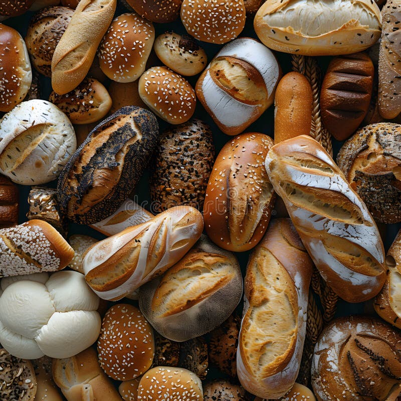 Assorted Bread Varieties Displayed on a Table, a Staple Food in Many ...