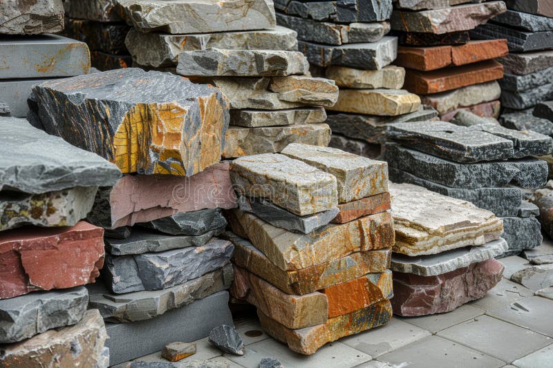 Assortment of Stone Types in a Construction Setting, Featuring Raw ...