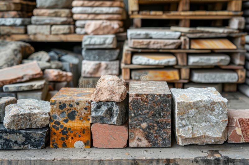 Assortment of Stone Types in a Construction Setting, Featuring Raw ...
