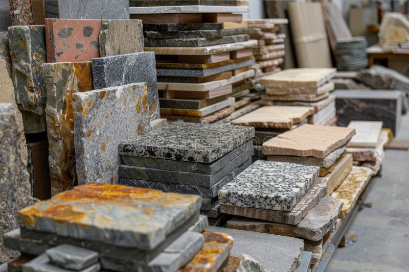 Assortment of Stone Types in a Construction Setting, Featuring Raw ...