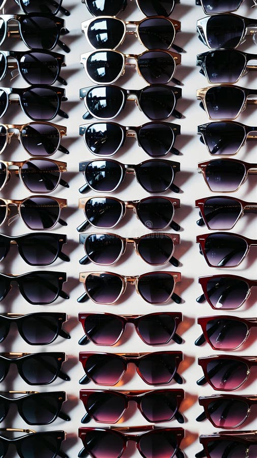 Assortment of Stylish Sunglasses Arranged in Appealing Display Stock Illustration - Illustration ...
