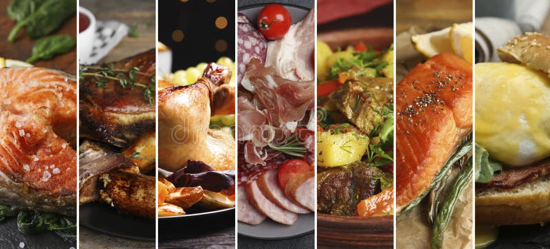 Assortment of Tasty Dishes. Collage with Different Meals, Closeup Stock ...