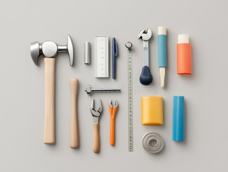 Assortment of Tools Arranged Neatly on a Light Surface Showcasing a Variety of Hand Tools and ...