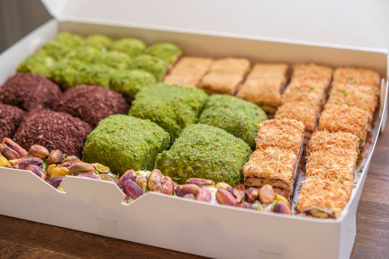 Traditional Turkish Delight, Rahat Lokum in a Box, Top View Stock Image ...
