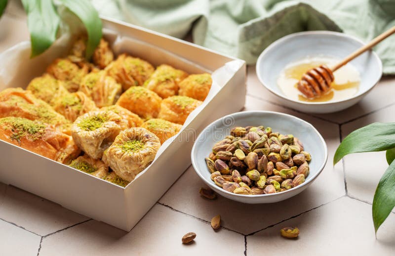 Assortment of Turkish Baklava Dessert Stock Photo - Image of delicious ...