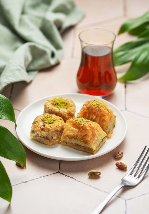 Assortment of Turkish Baklava Dessert Stock Image - Image of sugar ...