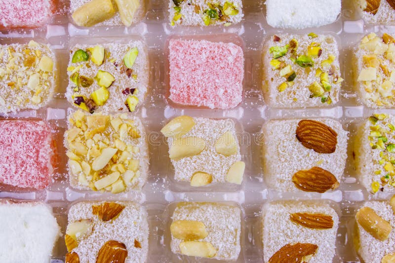 Assortment Turkish Delight in Box Close-up Stock Photo - Image of lokum ...