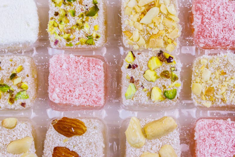 Assortment Turkish Delight in Box Close-up Stock Photo - Image of gift ...