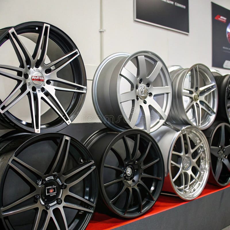 Assortment of Various Alloy Wheels Stock Image - Image of mechanical ...