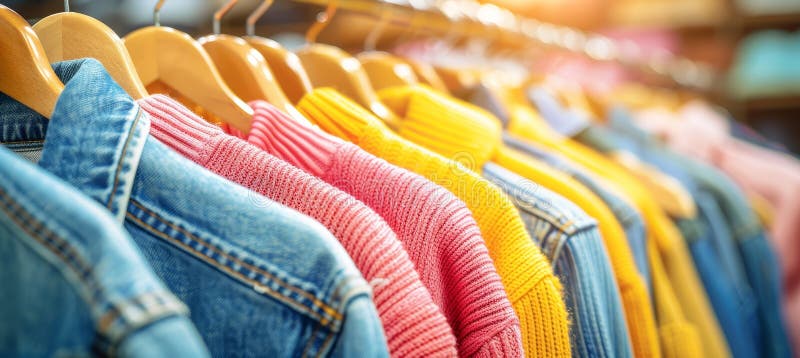 Assortment of Various Clothing Items Hanging on Hangers Inside a ...