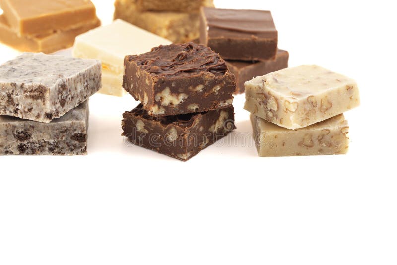 Assortment of Various Flavors of Fudge Isolated on a White Background ...
