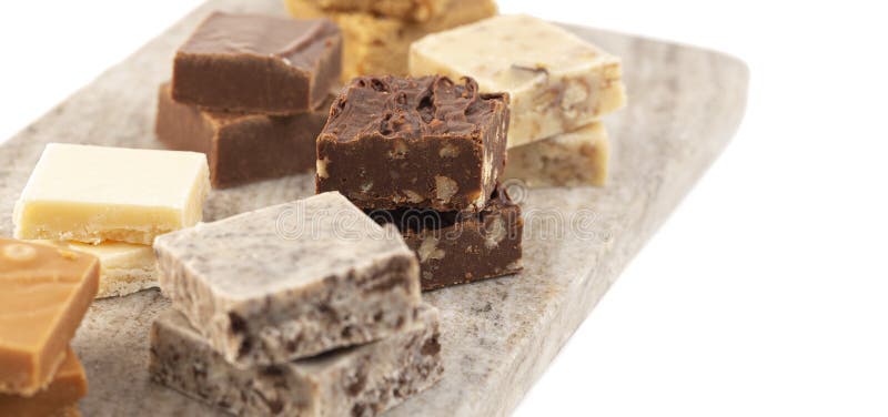 Assortment of Various Flavors of Fudge Isolated on a White Background ...