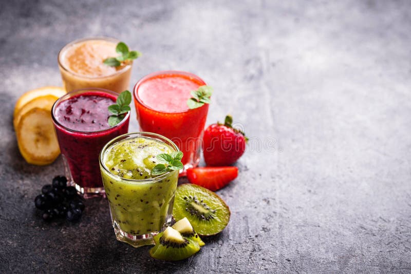 Assortment of Various Healthy Smoothies Stock Photo - Image of ...