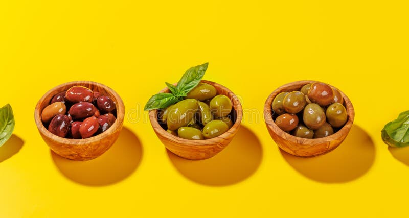 An Assortment of Various Olives Presented in a Bowl Stock Image - Image ...