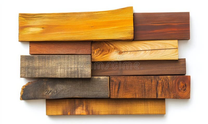 Assortment of Various Rectangular Wooden Planks in Different Colors and ...