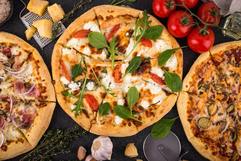 Assortment of Various Type of Italian Pizza Stock Image - Image of ...