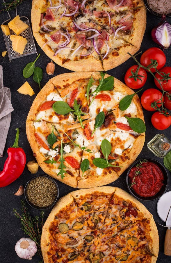 Assortment of Various Type of Italian Pizza Stock Image - Image of ...